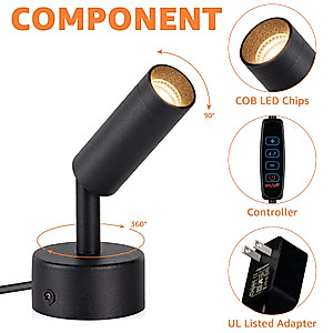 URTOM 3000K/4000K/5000K Adjustable LED Floor Lights for Plants, Pictures, Artwork - 10ft Cord, Dimmable, 2 Pack