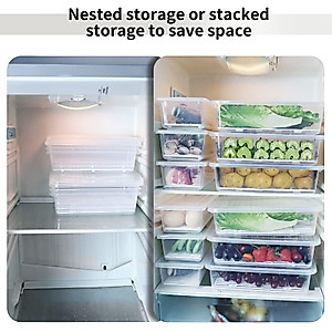 77L Food Storage Container, (3-Pack) Plastic Food Containers with Removable Drain Plate and Lid, Stackable Portable Freezer Storage Containers - Tray to Keep Fruits, Vegetables, Meat and More (Large)
