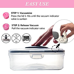 HelpyLife Vacuum Seal Containers for Food Storage, Press Out Excess Air Preserve Food Freshness, BPA Free Meal Prep Vacuum Containers for Fruits, Vegetables, Lunch, Leftovers, Marinating Meat