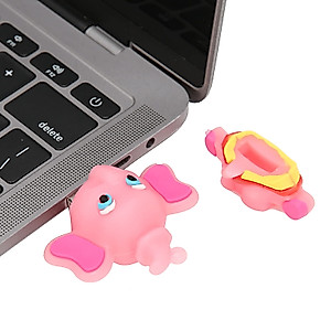 Kafuty-1 128GB Cute USB Flash Drive, Pink Elephant Cute Memory Stick Stitch Thumb Drive, Novelty Cartoon USB Jump Drive for Storage(128GB)