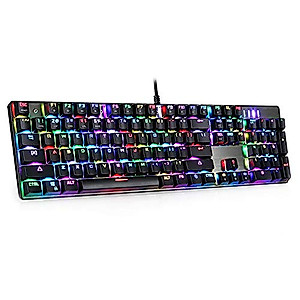 Teerwere Gaming Keyboard 104 Key RGB Backlit Mechanical Gaming Keyboard Blue Switch for Gamers Officers Mechanical Gaming Keyboard (Color : Gray, Size : One Size)