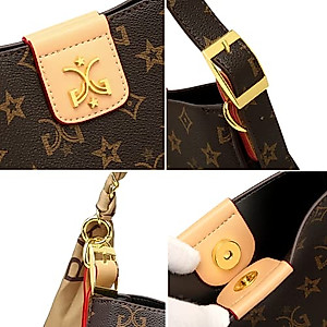 MESSGAIL Bucket Bags for Women Designer Shoulder Bags Top Handle Satchel Purses Set 2pcs