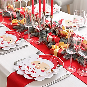 durony 100 Pack Santa Christmas Disposable Paper Plates 9 Inch Dinner Plates 7 Inch Dessert Plates Christmas Party Plates Merry Christmas Plates for Christmas Holiday Party Supplies, DY1144