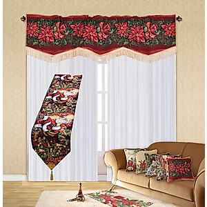 Violet Linen Decorative Christmas Poinsettias Design Tapestry, 18" X 18" Cushion Cover