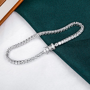 TIKJE 925 Sterling Silver 3mm Cubic Zirconia Classic Tennis Bracelet | White Gold Bracelets for Women | Size 6.5 Inch