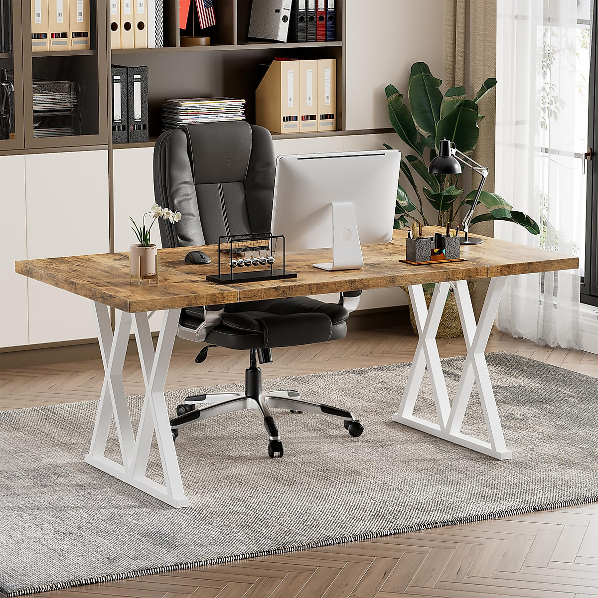 PAKASEPT 71" Executive Desk, Large Computer Office Desk Workstation, Modern Simple Style Laptop Desk, Dining Room Table, Business Furniture for Home Office