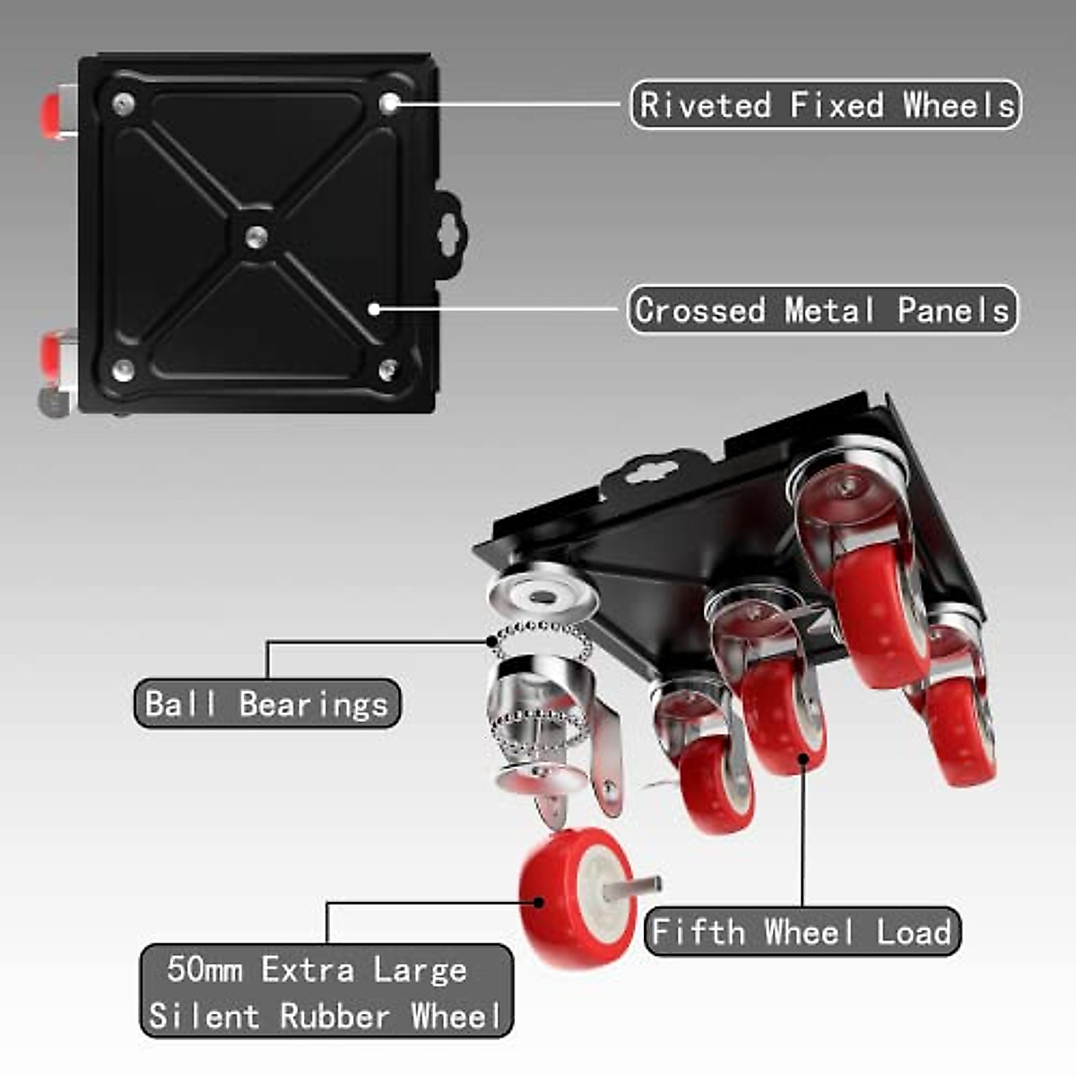 【Upgrade Large】 Furniture Dolly,Furniture Movers with 5 Wheels,Carbon Steel Panel Heavy Duty Dolly,Furniture Lifter with 5 360° Rotatable Rubber Universal Wheels,Maximum Load 3747LBS