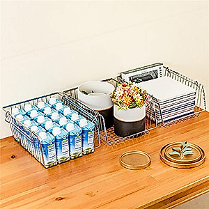 SANNO 14" Large Bin Baskets Stacking Farmhouse Baskets Wire Storage Baskets Organization Farmhouse Scoop Baksket for Pantry, Kitchen, Closets, Bathroom, Cabinets, Kitchen, Set of 3
