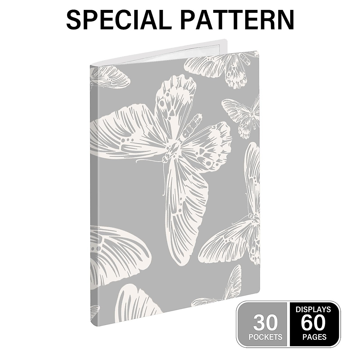 GABraden Art Portfolio 30- Pocket 9 x 12 Portfolio Folder for Artwork Display 60 Pages,Portfolio Binder with Plastic Sleeves Protectors for Documents,Music Folder,Sketch (White-D24, 9 * 12)