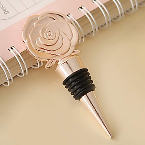 3PCS Wine and Beverage Rose Stopper Rose Gold Bottle Stoppers Keep Wine Fresh With Heart Burlap Bag Holiday Party,Wedding Birthday Party Decor Wine Stoppers Wine Lovers Funny Gifts (Rose Stopper, 3)