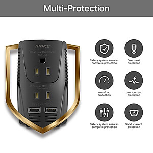 Upgraded 2000W 220V to 110V Voltage Converter Step Down Voltage for Hair Dryer,Straightener,Curling Iron,Cell Phone Power Converter with 2-Port USB and UK/AU/US/EU 10A Plug Adapter (Black-Write)