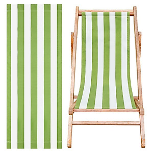AHANDMAKER Beach Sling Chair Replacement Canvas, Olive Drab and White Stripes Lounge Chair Replacement Canvas Casual Simple Sling Chair Replacement Fabric for Beach Chair Sling Chair (44.88x17.13inch)