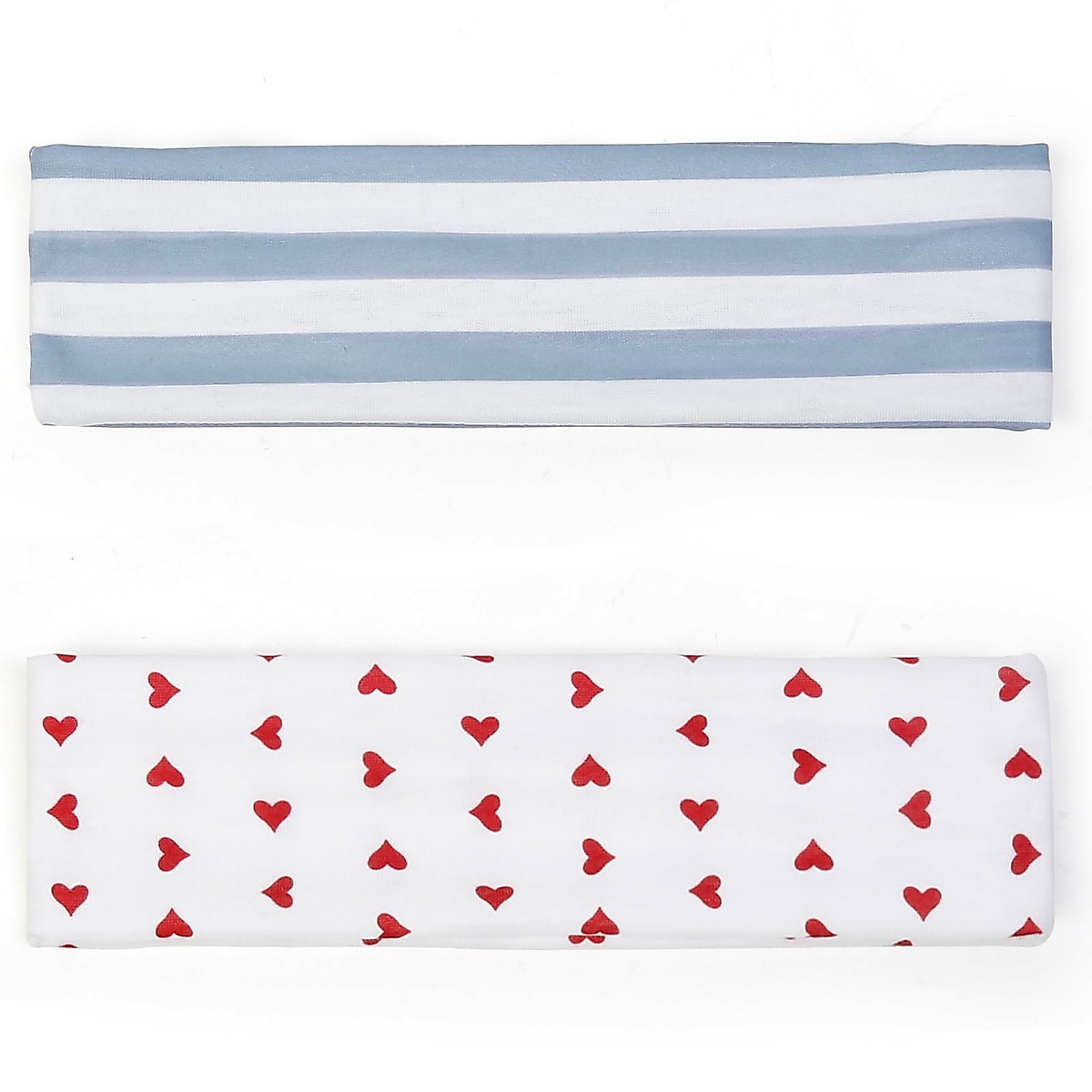 TERSE Fashion Women's Headbands for Short Hair Non Slip Elastic Floral Hairbands, Soft Fabric 2 Inches Thick Stripe Head Bands for Girls, Valentine's Day Heart Headbands