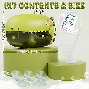 Lehoo Castle Baby Bath Toys, Automatic Bath Bubble Machine, Dinosaur Bathtub Bubble Maker with 12 Songs, Bath Toys for Kids Ages 1-3, Gift for Boys Girls