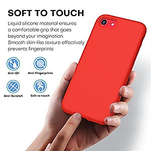 CellEver Ultra Durable Silicone Case for iPhone SE 2022/2020 iPhone 7/8 Military Grade Drop Protection [3 Layers] [Slim Fit] Lightweight Shockproof Cover, Soft Microfiber Lining 4.7 Inch, Fire Red