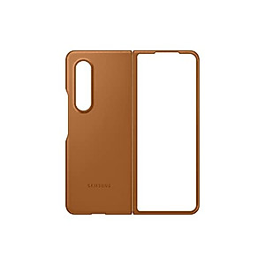 Samsung Galaxy Z Fold 3 Phone Case, Leather Protective Cover, Heavy Duty, Shockproof Smartphone Protector, US Version, Camel,EF-VF926LAEGUS