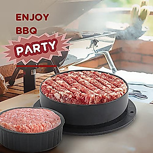 enter  3 Sizes in 1 Stuffed Burger Press,Hamburger Patty Maker Rings Molds with 100pcs Burger Papers,Set of 2