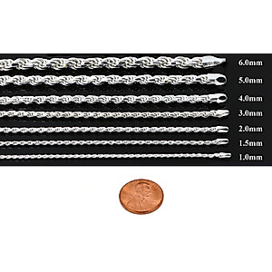 Real Solid 925 Sterling Silver Diamond Cut Rope Chain 4.0mm 16" to 30" (30)