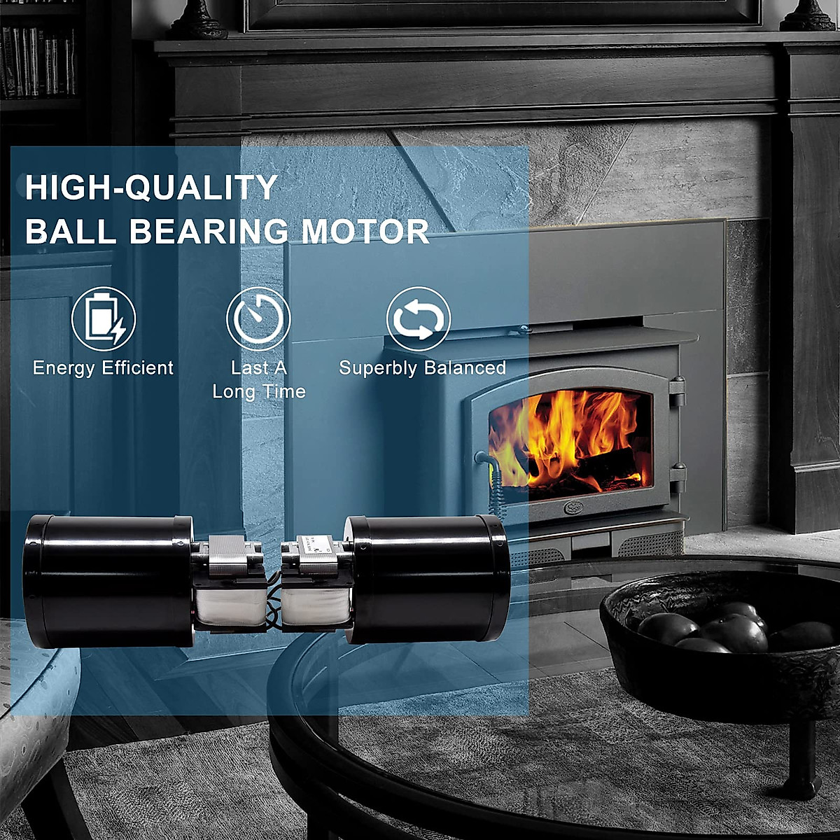 Replacement Blower Motor for Lopi Freedom Bay & Freedom II & Answer & Revere, Avalon Olympic 1190 Wood Stove Insert, 99000137 99000123 99000190 99000126 99000128 99000133 Blower Fan (Left + Right)