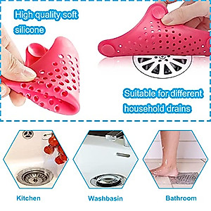 YUEARN 8 Pieces Shower Drain Hair Catcher, Silicone Hair Stopper, Shower Drain Covers with Suction Cup Suit for Bathroom Bathtub and Kitchen (8 Colors)