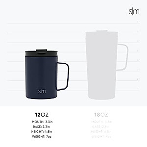 Simple Modern Travel Coffee Cup with Lid and Handle | Reusable Insulated Stainless Steel Iced Coffee Mug Cold Brew Tumbler and Tea Cup | Scout Collection | 12oz | Riptide