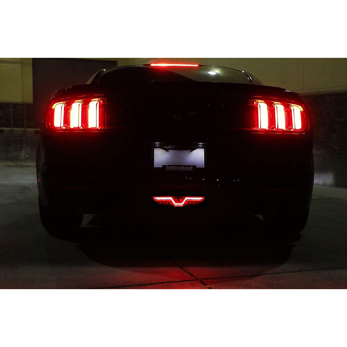 iJDMTOY Smoked Lens LED Rear Foglamp Compatible With 2015-2017 Ford Mustang, Full Red LED Tail Light Assembly Functions as Reverse Light & Rear Fog Light