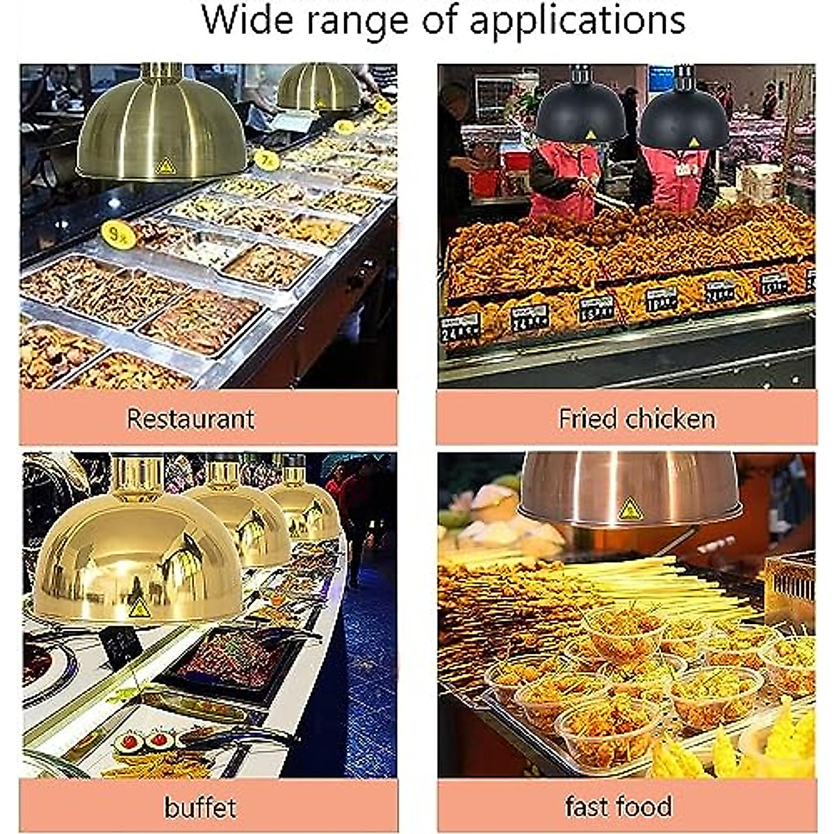 LINKANRUO Commercial Food Heat Lamp Warmer, 250w Buffet Catering Heating Light, Restaurant Chandelier Equipment for Keep The Food Fresh and Delicious, Adjustable Length 60-180cm, Ideal for Steak Pizza