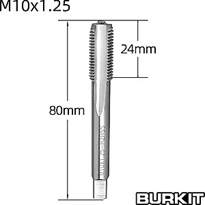 Burkit M10 X 1.25 Tap and Die Set, M10 x 1.25 Machine Thread Tap and Round Die Right Hand