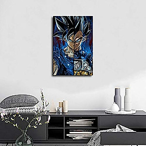 WENIN Goku and Vegeta Ultra Instinct Drawing Canvas Art Poster and Wall Art Picture Print Modern Family Bedroom Decor Posters