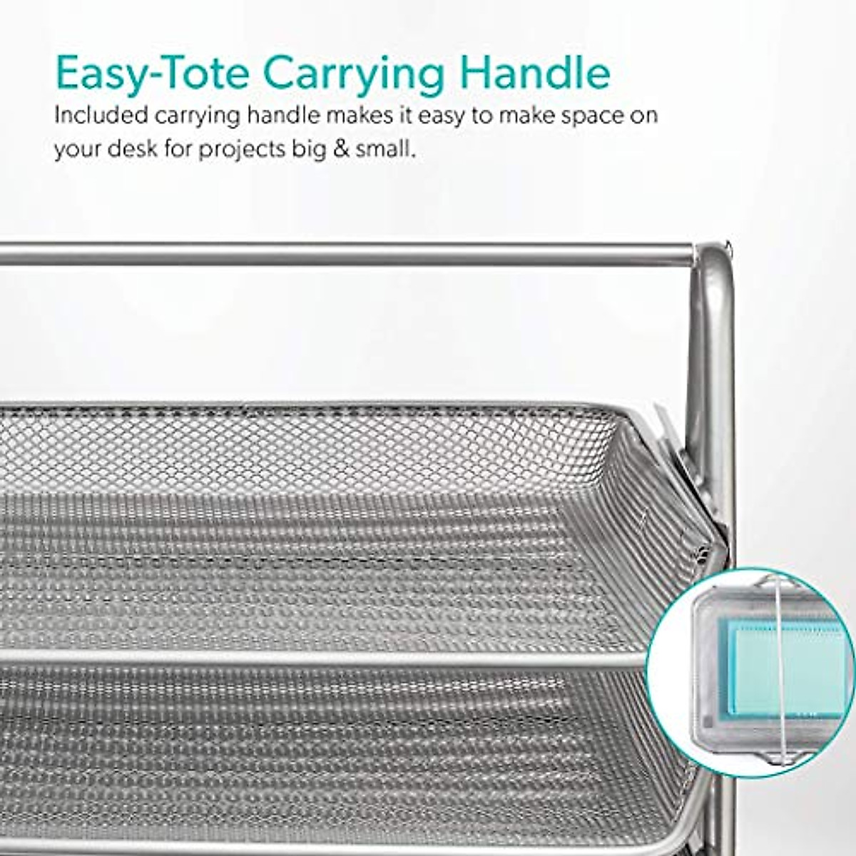 Mindspace Desk Organizer Paper Tray with 3 Tier Desktop File Organizer | Office Organizer & Stacking File Holder, Document Organization for Desk | The Mesh Collection, Silver