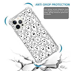 Rambulgkt Cute White Ghosts Case Compatible with iPhone 13 Pro Max, Halloween Ghosts Case for iPhone 13 Pro Max, Cool Cute TPU Bumper Phone Case Cover