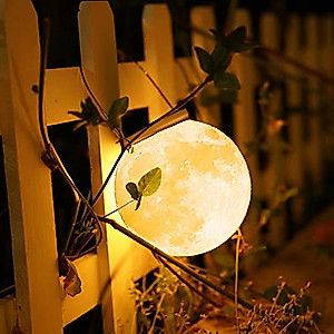 Balkwan 4.7 inches Solar Moon lamp Garden Decor Waterproof Outdoor Lanterns with LED Garden Solar Lights Patio Hanging Lights Christmas Decorations for Backyard Fence Pathway, Warm White