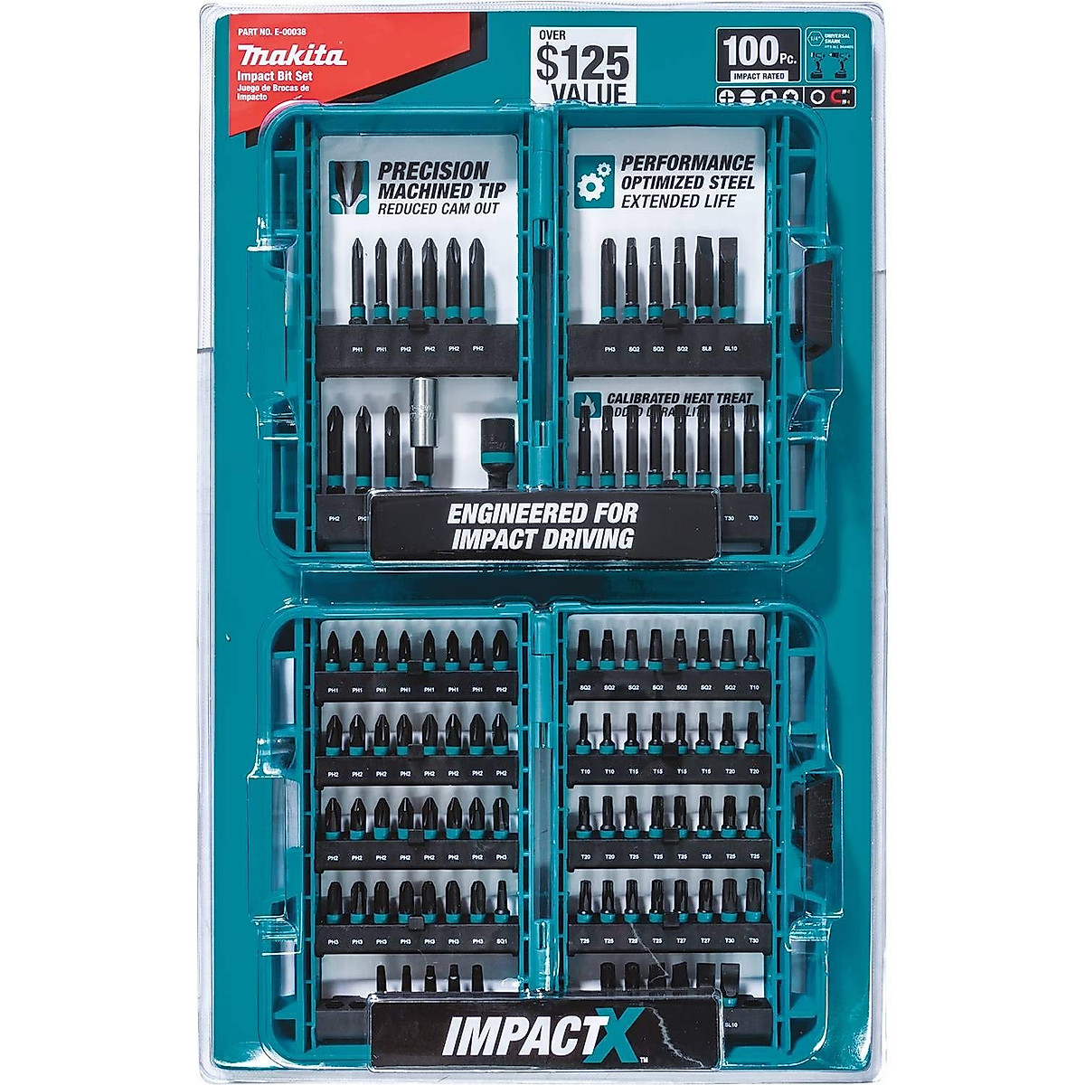 Makita E-00038 Impactx 100 Pc. Driver Bit Set