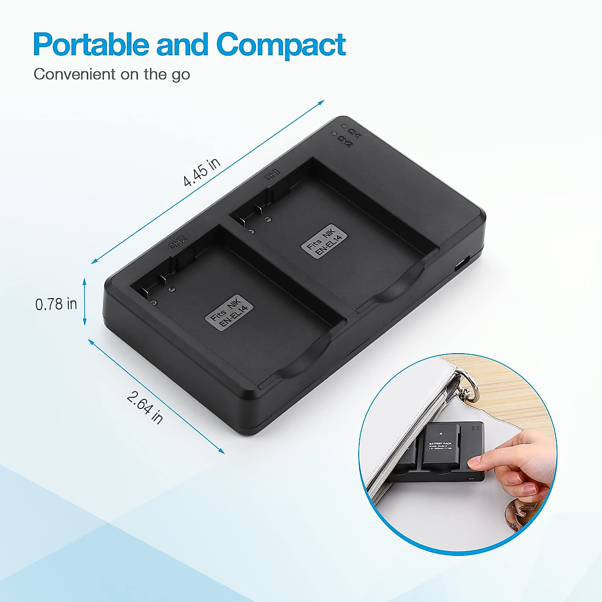 Powerextra EN-EL14 EN-EL14a Battery 2 Pack & Dual LCD Charger Compatible with Nikon D5600 D5500 D5300 D5200 D5100 D3500 D3400 D3300 D3200 D3100 Df Coolpix P7800 P7700 P7200 P7100 P7000