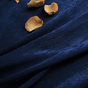 Privacy Sheer Curtains 84 inch Length 2 Panels Set, Semi Sheer Privacy Curtain Drapes, Navy Rod Pocket Velvet Opaque Privacy Curtains for Windows Living Room Bedroom Sunroom French Doors (52"W x 84"L)