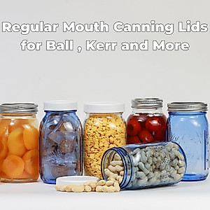 Jumterlee 46Pcs Canning Lids with Rings Regular Mouth, 10 Rings & 36 Lids, Premium Regular Mouth Mason Jar Lids with Bands/Rings Fit Ball, Kerr and More, Food Grade Material