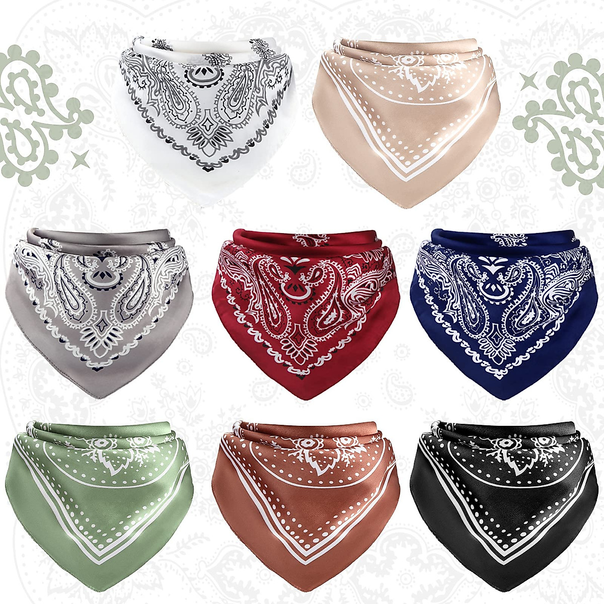 Zhanmai 8 Pcs 27.5 x 27.5 Inch Square Satin Head Scarves Women Silk Bandana Hair Scarves Hair Wrap Neck Scarf for Sleeping (Colorful,Classic)