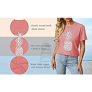 Pineapple Shirt for Women Funny Beach T Shirts Summer Hawaiian Graphic Short Sleeve Casual Fruit Lover Vacation Tops Blouse