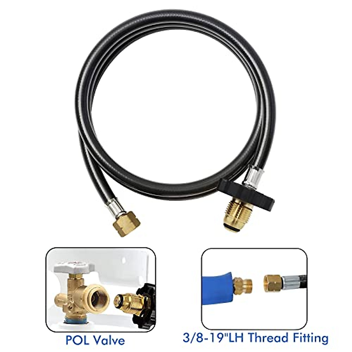 MCAMPAS Propane Torch Hose Weed Burner Hose Adapter for Use Connects to U.S.Any Standard Propane Tank to Propane Weed Burner Torch Head Burner 12 Feet High Pressure Extension Hose 350 PSI
