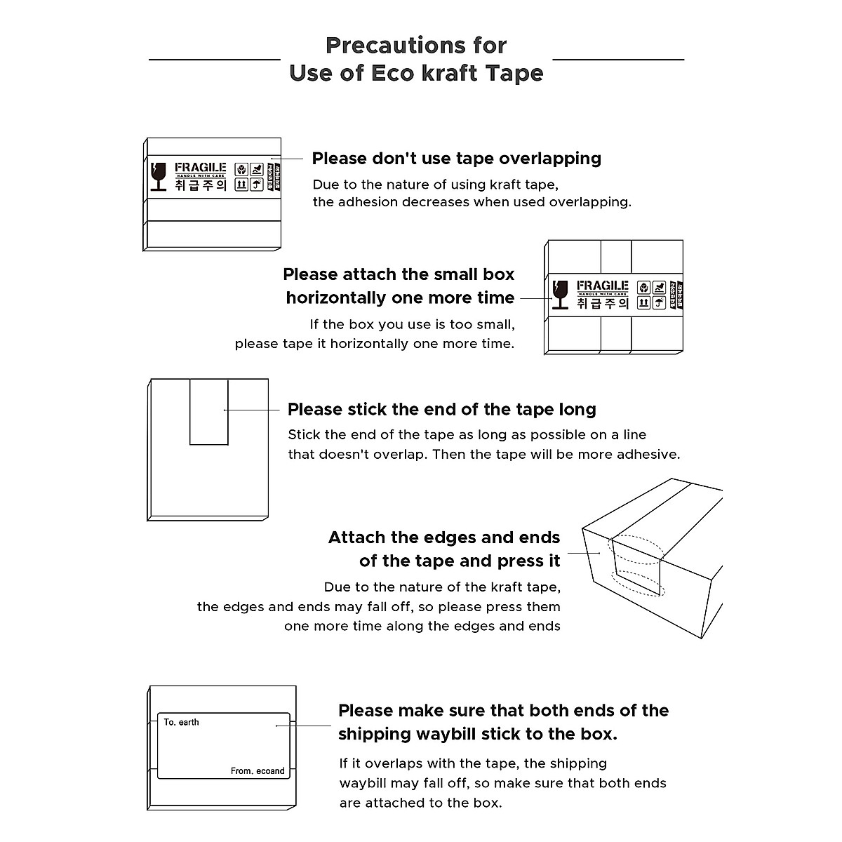 ECOAND Brown Kraft Paper Tape, 2” x 43 Yards, Writable Non-Coated Surface for Masking, Sealing, and Packaging Use, Eco-Friendly and Recyclable, Easy-to-Tear (Non-Printed)