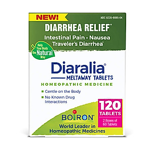 Boiron Diaralia Tablets for Diarrhea Relief, Gas, Bloating, Intestinal Pain, and Travler's Diarrhea - 120 Count (Pack of 1)