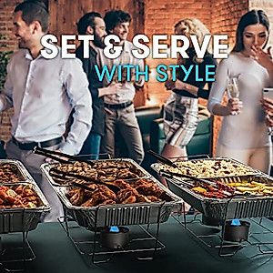 Disposable Chafing Dish Buffet Set Food Warming Trays - Buffet Set Trays Food Warmers for Parties & Events - Replacement Chafing Dishes for Catering (9 Serving Utensil Set)