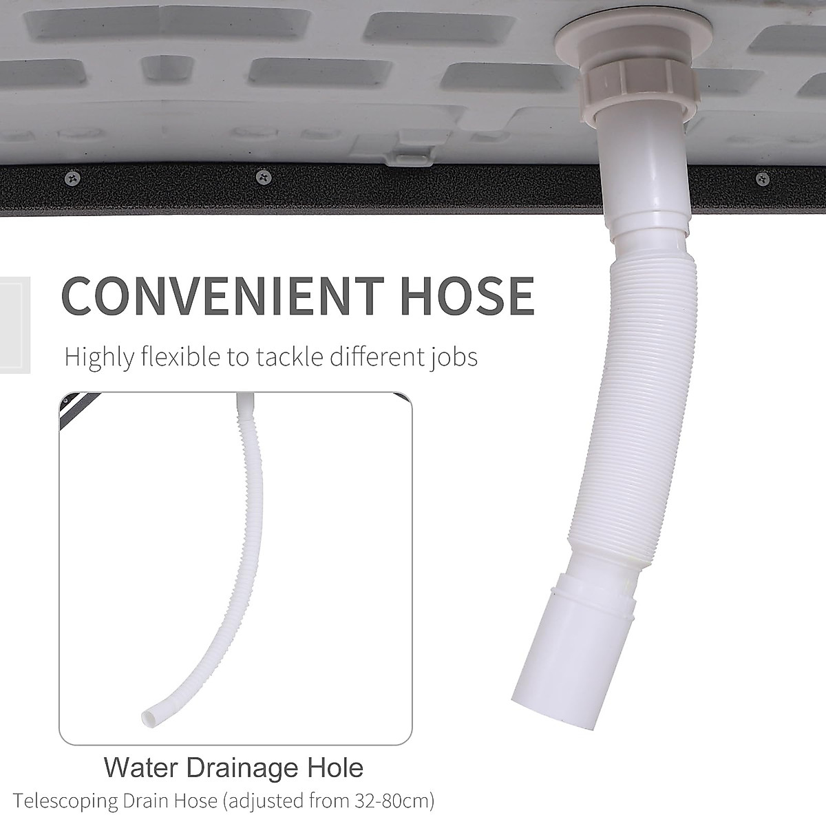 Outsunny Folding Fish Cleaning Table with Sink, Portable Camping Table with Faucet Drainage Hose, Grid Rack and Fish Cleaning Kit for Picnic, Fishing, 50"