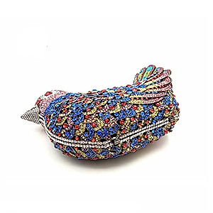 Tngan Women Mini Bird Clutch Full Rhinestones and Crystals Handbag Sparkling Evening Party Purse Shoulder Bag, Multicolor Blue 1