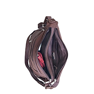 Brown Leather Concealed Carry Handbag Roma 7082