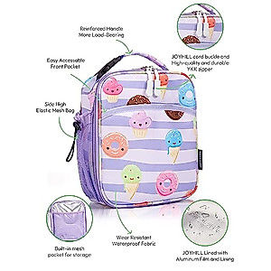 JOYHILL Kids Lunch Box, Insulated Lunch Bag for Teen Girl Boy, Lunch Boxes for Kids with Water Bottle Holder for School, Cute Lunchbox Kawaii Small Lunch Tote Toddler Grey