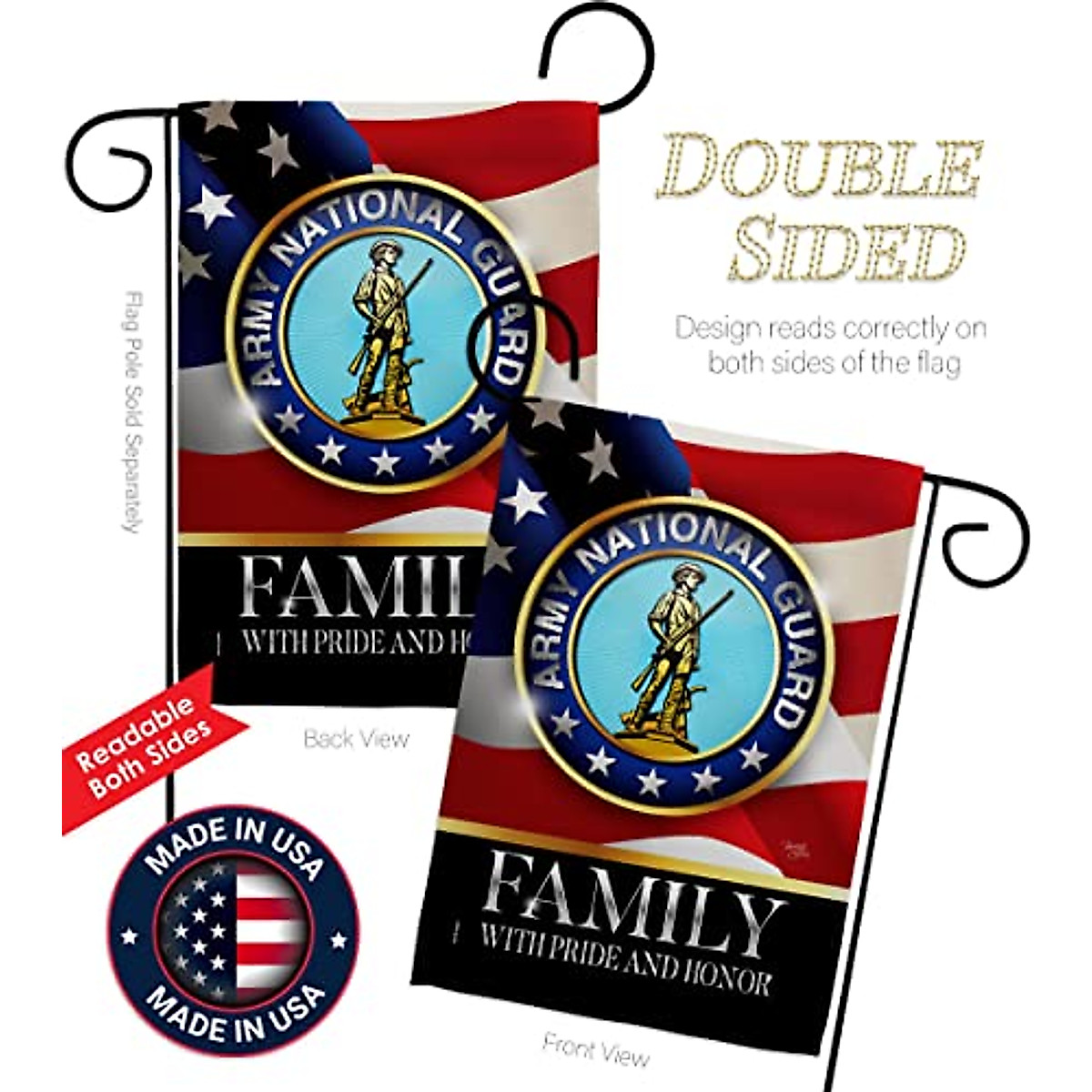 Breeze Decor Army National Guard Family Garden Flag Armed Forces ANG United State American Military Veteran Retire Official House Banner Small Yard Gift Double-Sided, Made in USA