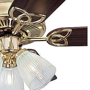 Westinghouse Lighting 7233800 Vintage Indoor Ceiling Fan with Light, 52 Inch, Polished Brass