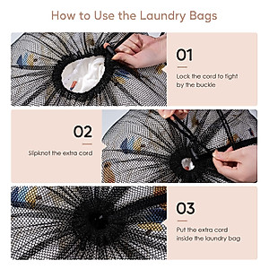 Meowoo Large Mesh Laundry Bag, 27×36inch Heavy Duty Mesh Laundry Bags Drawstring Lockable, Laundry Hamper Liner, Machine Washable, for Travel,Storage, Sports Factories, Dorms, Black 2pcs