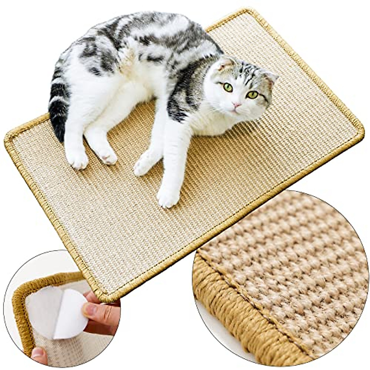 HUTPET cat Scratching mats,Natural Jute cat scratchers for Indoor Cats, cat Scratch Furniture Protector, 23.6 X 15.7 Inch cat Furniture Protector Protect Carpets and Sofa